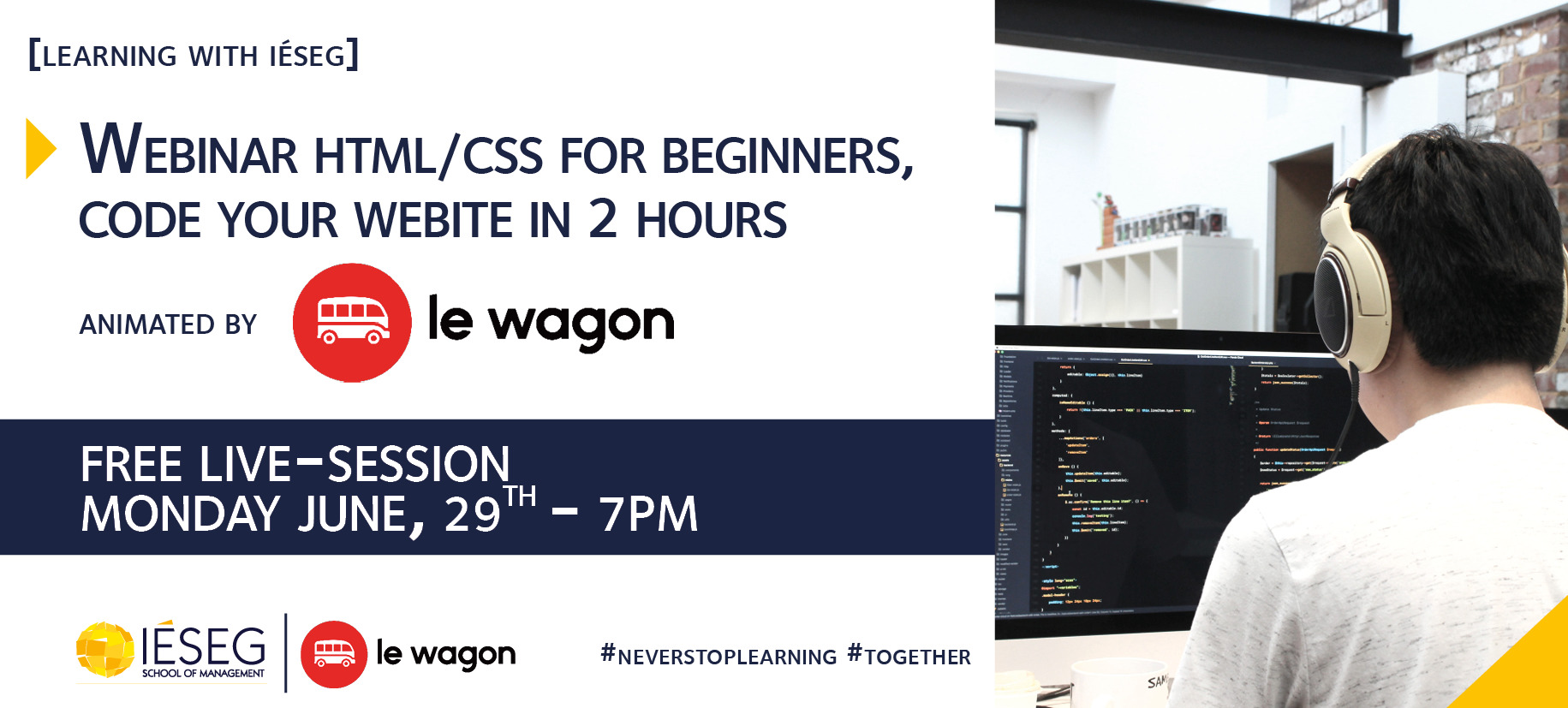 Live Session - HTML/CSS for beginners, code your website in 2 hours - IÉSEG