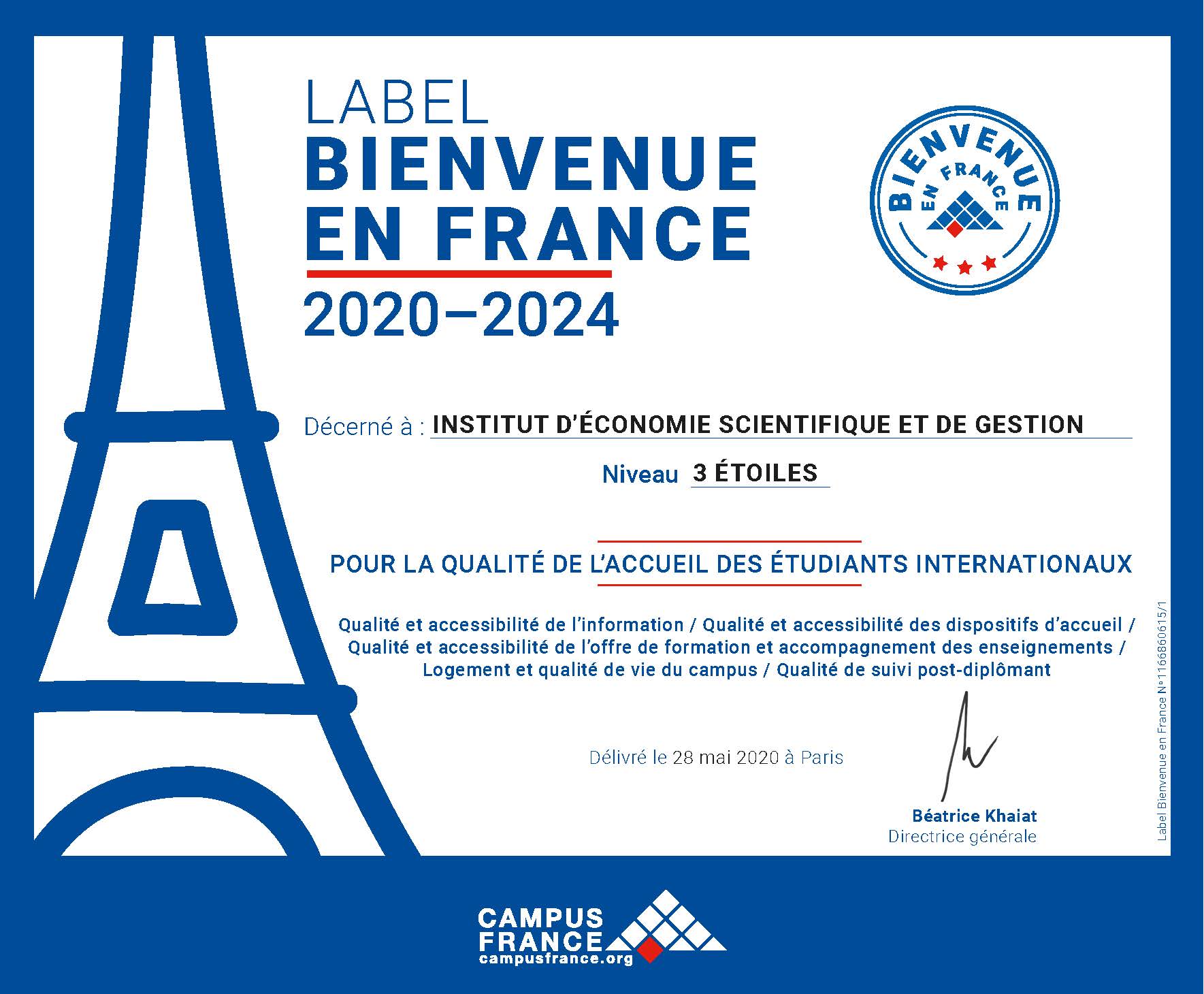IÉSEG awarded the "Welcome to France" Certification Label by Campus ...